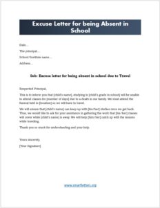 Excuse Letters for being Absent in School - Smart Letters